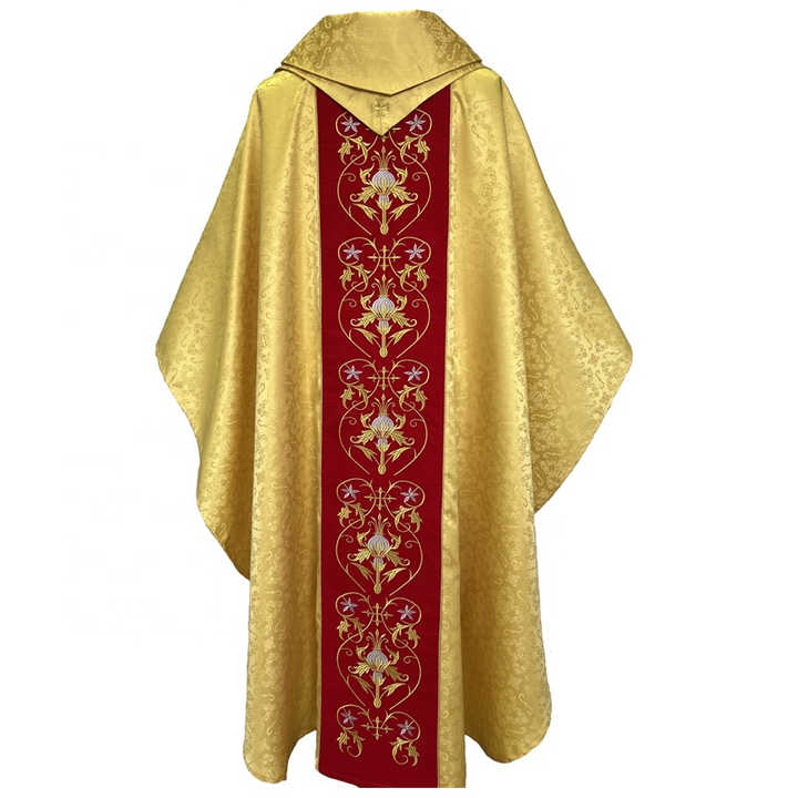 Priest Chasuble in White Polyester Gold Embroidery Chasuble 2025 Custom ...