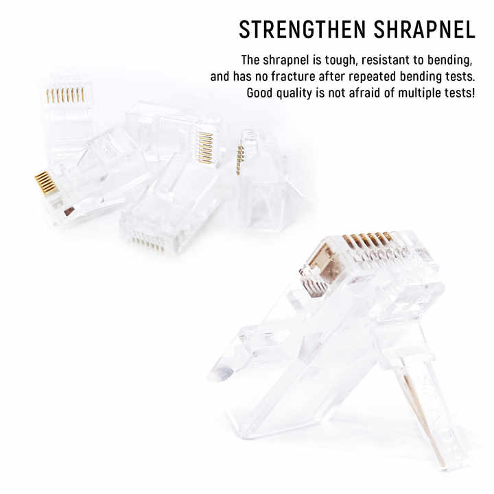 RJ45 Pass Through Plug Cat5e Cat6 Cat6A 8P8C Modular Connector UTP Ethernet Cable Crystal Head ...
