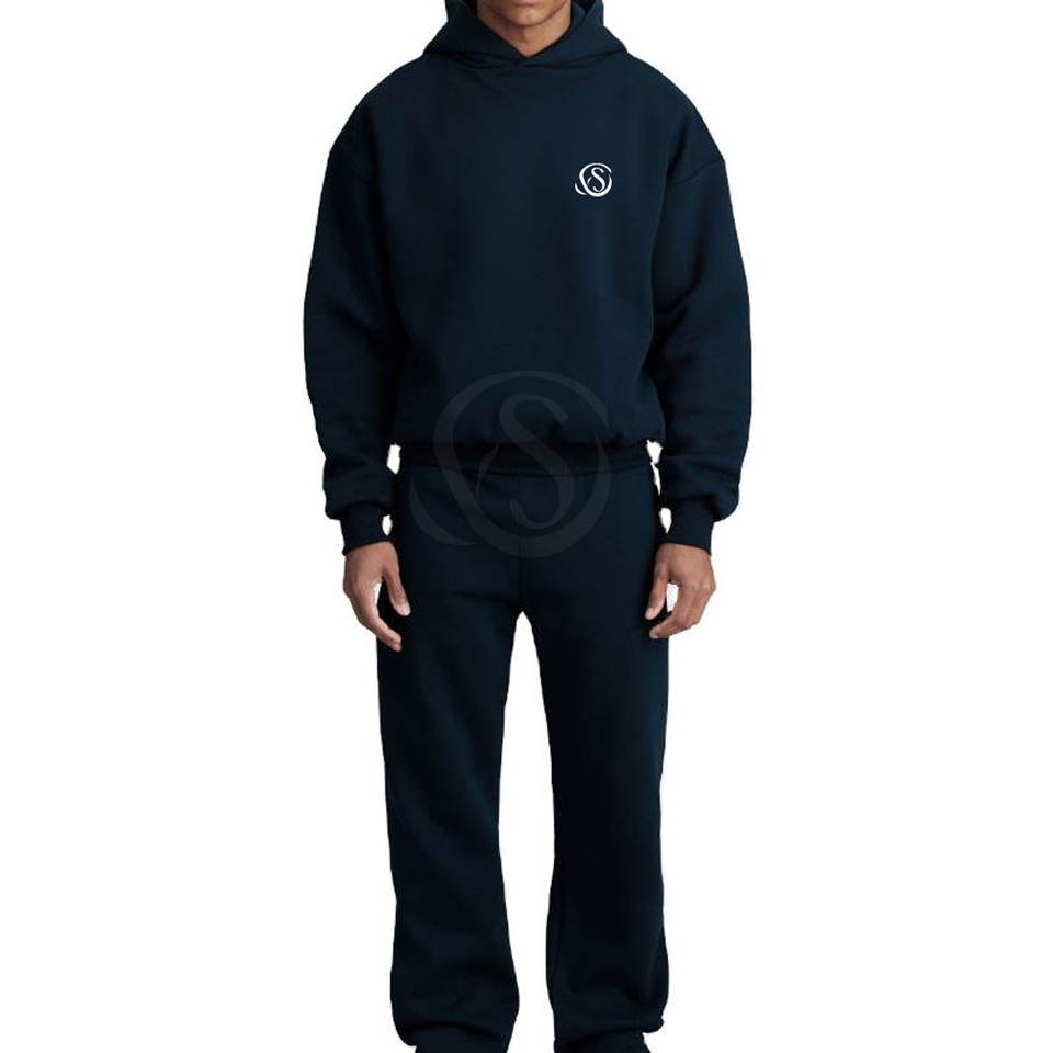 Men New Fashion Plain Color Thick Solid Material Oversize Sweat Suits ...