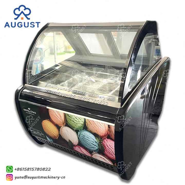 300l 500l Curved Glass Ice Cream Showcase Chest Freezer Commercial ...