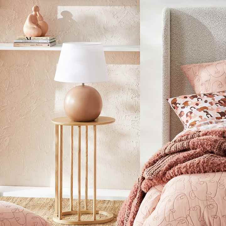 Musa Modern C-shaped Bedside Table Made Of Solid Teak Wood Frame With A ...