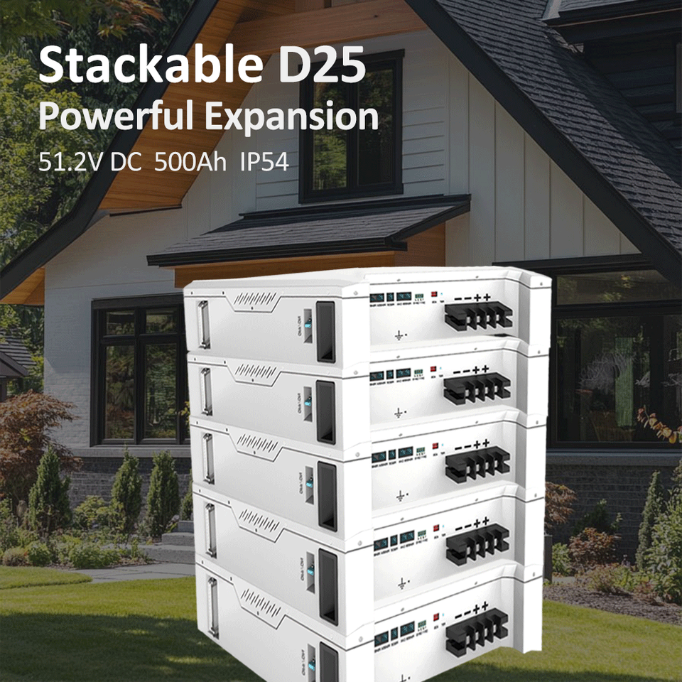 Stackable Battery Storage 25kWh 51.2V Lifepo4 Home Energy System Power ...