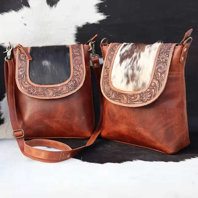 Western Style Cowhide Fur Leather Crossbody Sling Bags High Quality ...