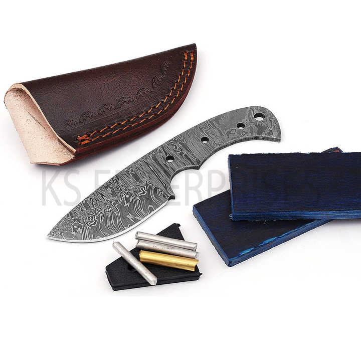 Custom Handmade Damascus Steel Blank Blade Knife Kits