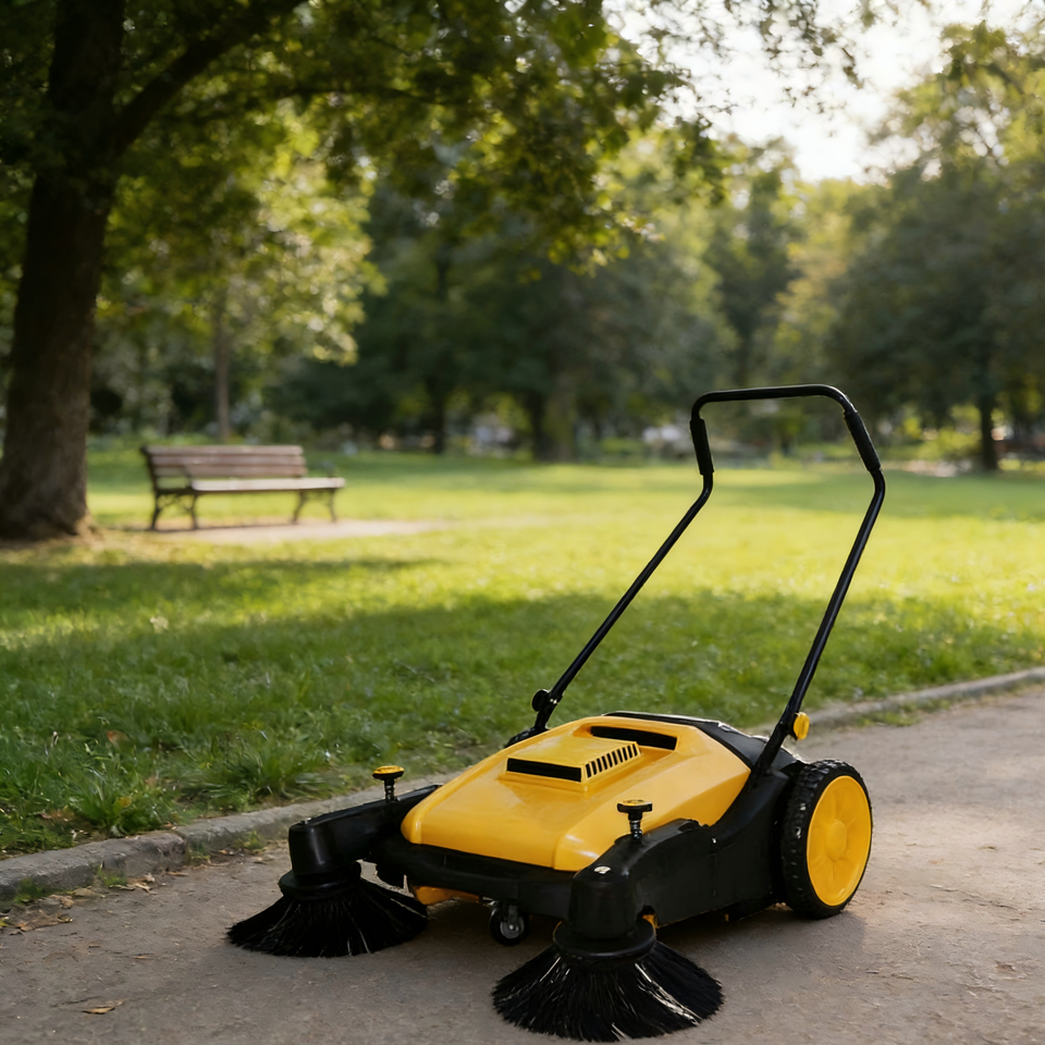 Automatic Mini Walk Behind 1000mm 55L Road Cleaner Hand Push Floor ...
