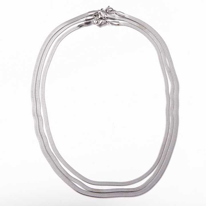 Minimalist Stainless Steel Flat Snake Chain Necklace Men Women Jewelry ...