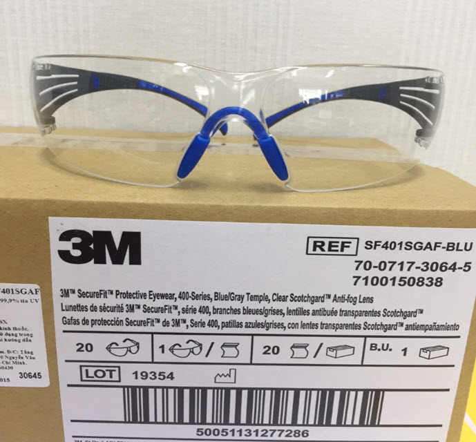 3M Securefit SF401SGAF Safety Glasses, Clear Lens, Pressure diffusion ...