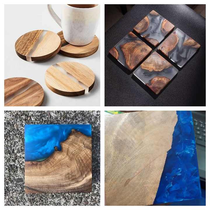Best Selling 4 Pieces Set Eco-Friendly Classic Epoxy Resin Coasters Tea ...