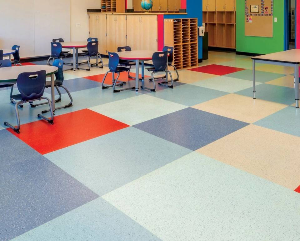 Rubber Floor Tile/Roll Covering Anti-Skid Eco-Friendly for School ...