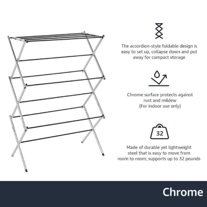 Home Foldable Cloth Hanger Stand Metal Clothes Laundry Drying Rack ...