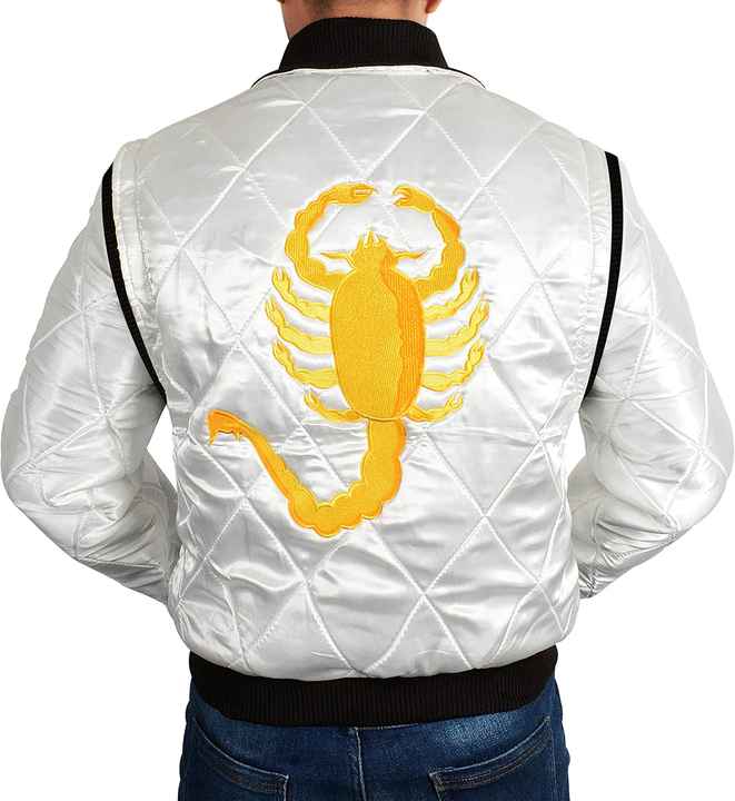 Mens Motorcycle Driver Gosling Scorpio Logo Bomber Satin Jacket ...