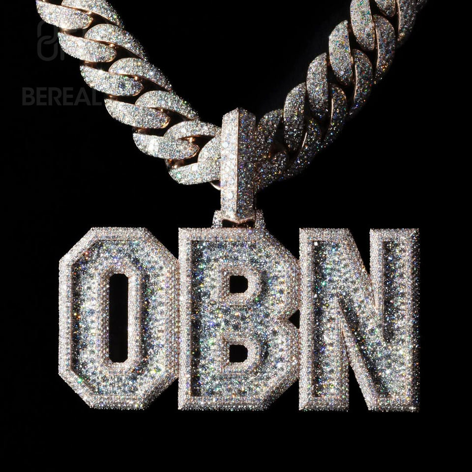 GRA Certified Vvs Moissanite Initial Pendant Hot Selling Hip Hop Style ...