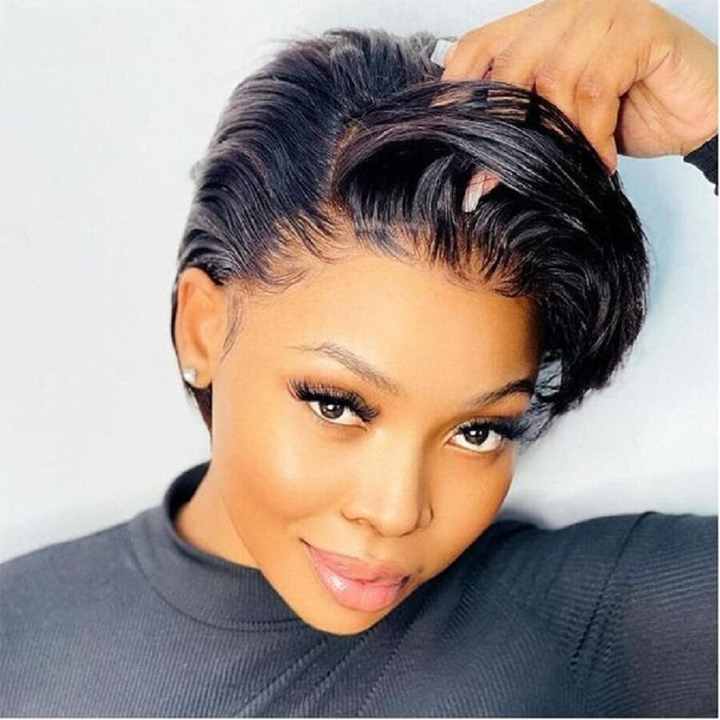 Straight Frontal Short Pixie Cut Bob Wig Side Part HD Lace Front ...
