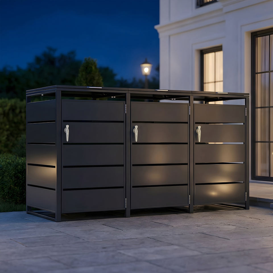 Modern Anthracite Garden Wheelie Bin Storage Box Lockable Garbage Bin ...