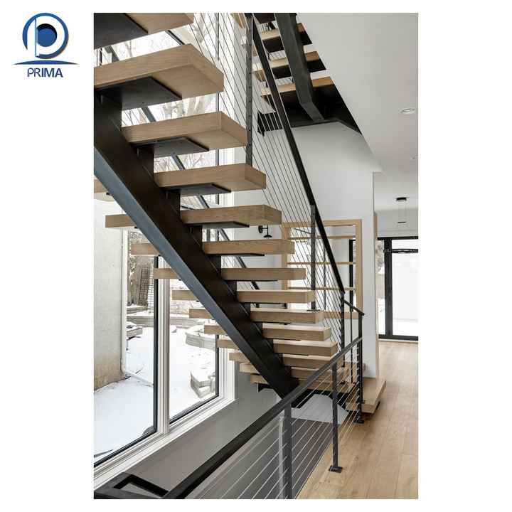 Prima Single Beam Stairs Floating Staircase Wooden Tread Step Combine ...
