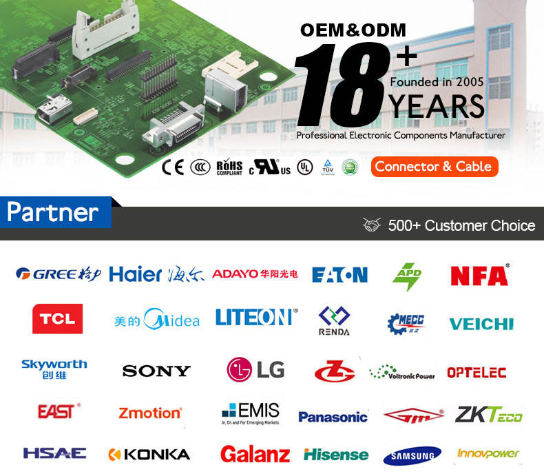 OEM gold plated 0.8mm 1.0mm 1.25mm 1.5mm 2.0mm 2.54mm 3.0mm 3.96mm pitch 2-20p wire to board ...