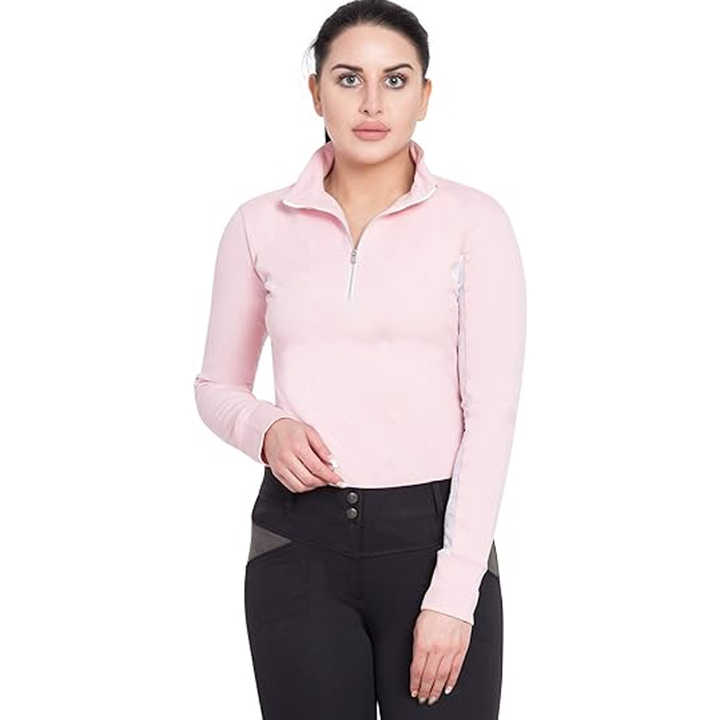 Quick Dry Women Horse Riding Base Layer Long Sleeve Half Zipper ...