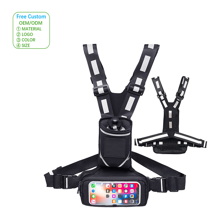 New Reflective Workout and Running Chest Pack Vest with Water Bottle ...