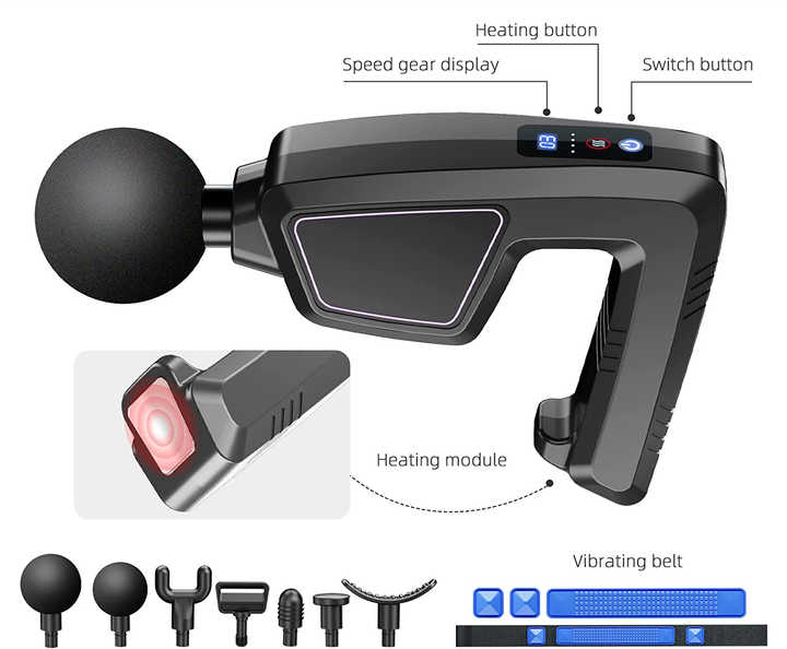 Powerful Muscle Massage Gun with Belt - 6 Levels of Speed