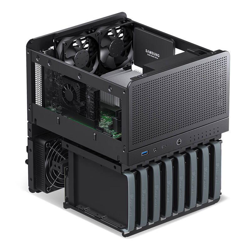 JONSBO N3 Black Mid-Tower NAS Chassis for ITX & ATX with 8+1 HDD Bay ...