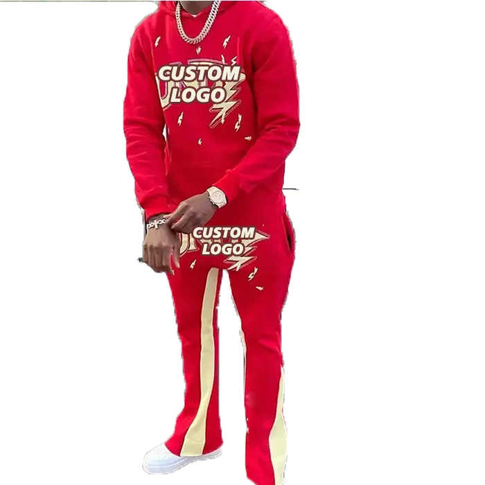 Men's Stacked Suit Streetwear Tracksuit Sweatsuit for Mens Two Pieces ...