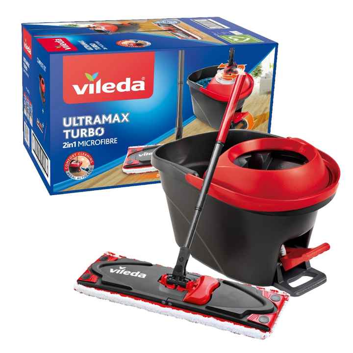 Vileda UltraMax Flat Mop With Bucket Complete Set Ultramax System ...