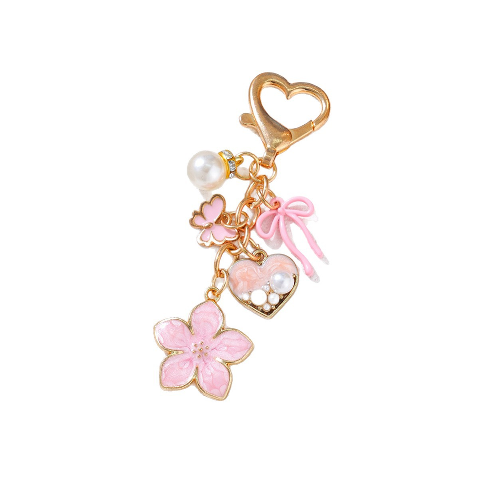 Cute Metal Enamel Butterfly Heart Shape Flower Bag Charm Keychain Mini ...