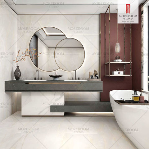 Modern Panda White Marble Sintered Stone Bathroom Cabinet Vanity Top ...