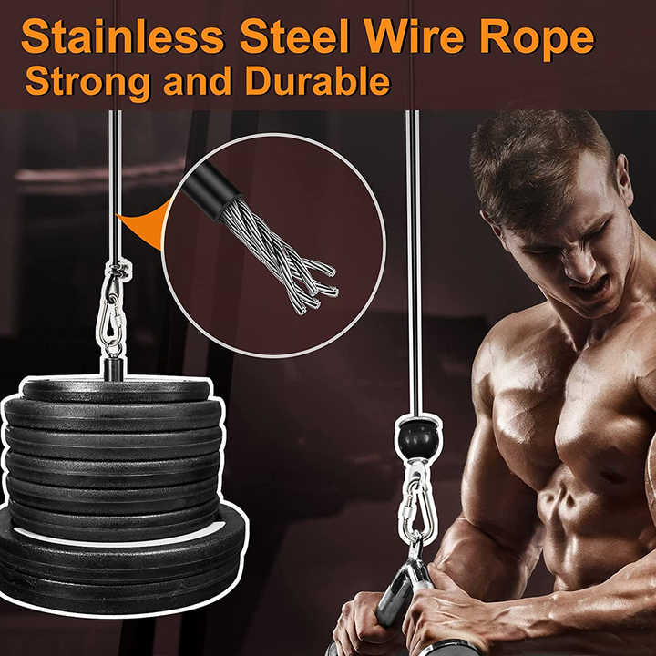 16-Piece 3-in-1 Steel ABS Iron Pulley Cable System Home Gym Fitness LAT ...