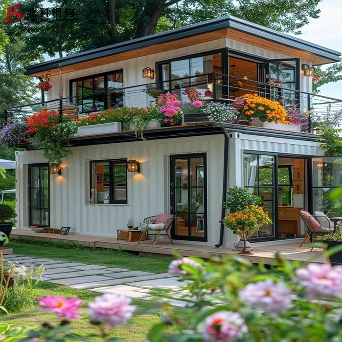 20ft 40ft Double Storey Flat Roof Container House with Kitchen