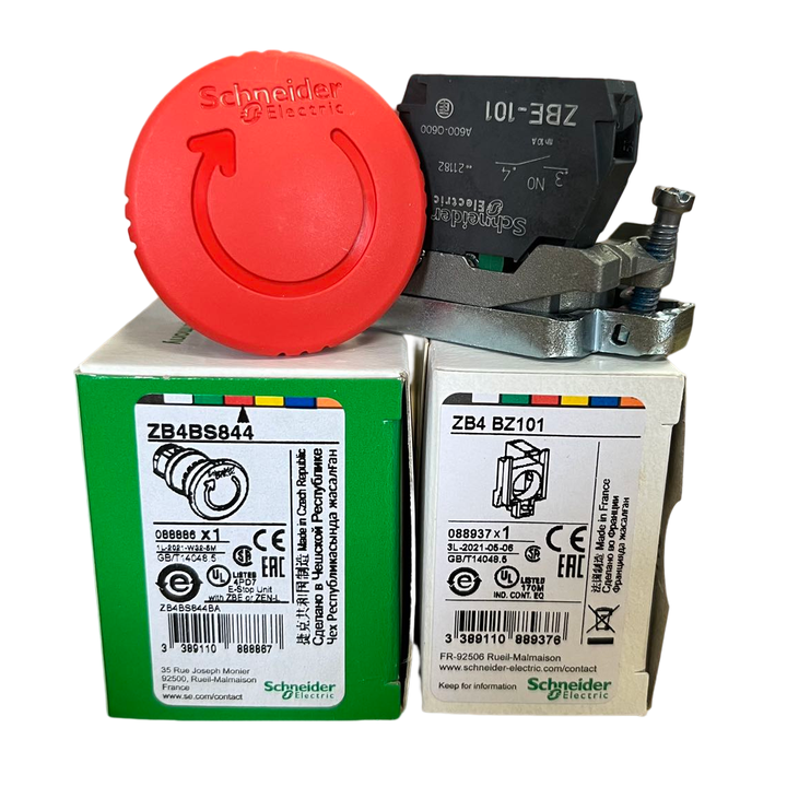 Steel Schneider XB4BS8441 Emergency Stop Switch - IP67