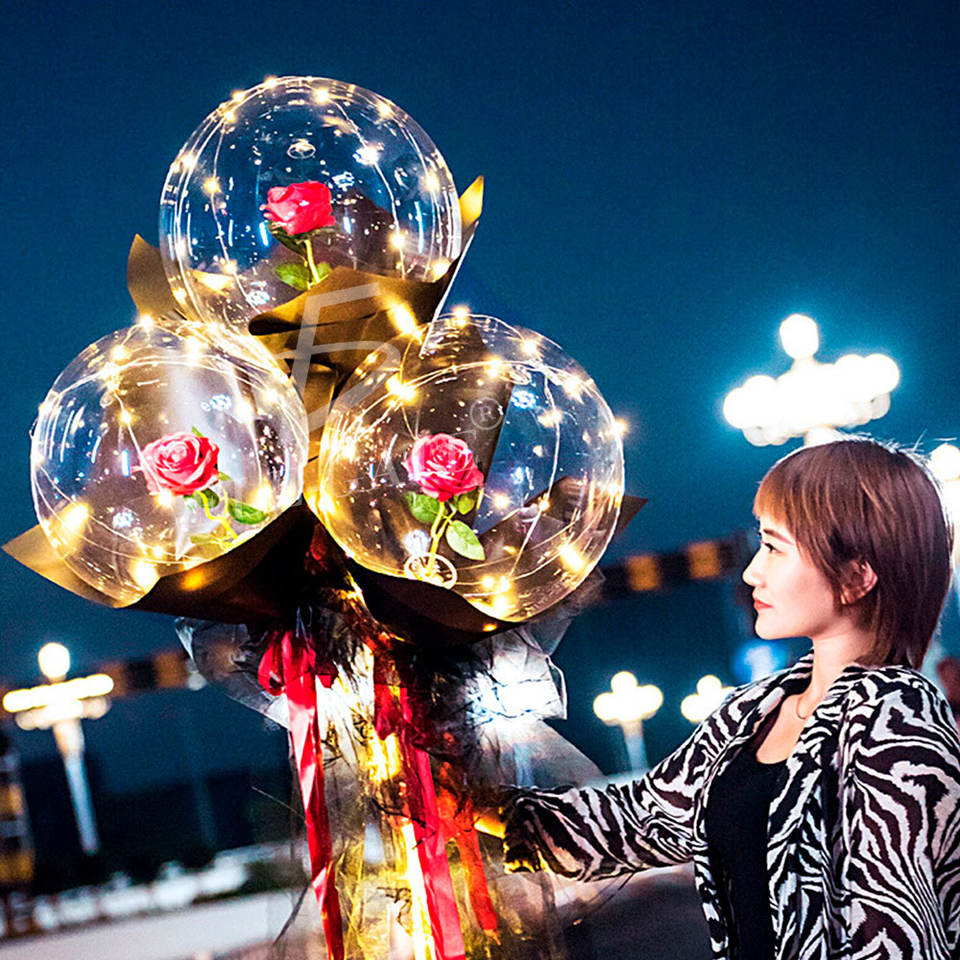 ELEGATE Handmade Modern Plastic Rose Bouquet with LED Lights Waterproof ...