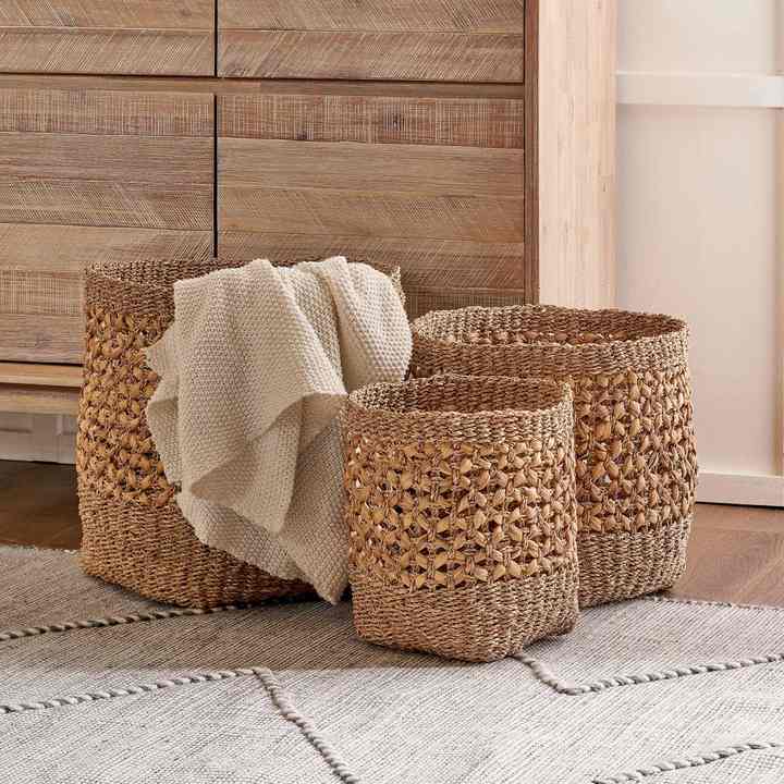 3 Sizes Seagrass Mixed Water Hyacinth Baskets, Customized Natural ...