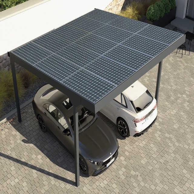 60 Bifacial M6 Solar Mounting System Carport with Tempered Glass ...