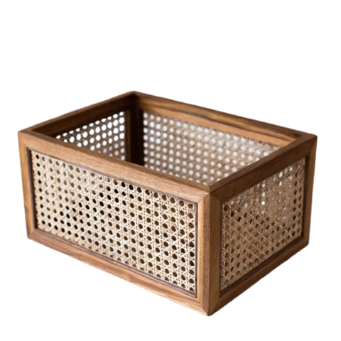 New design natural Vintage rattan & cane box with lid decorative ...
