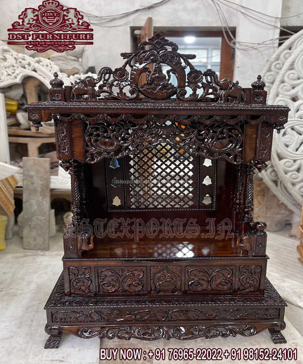 Modern Teak Wood Temple for Home Pooja Room - Durable & Stylish