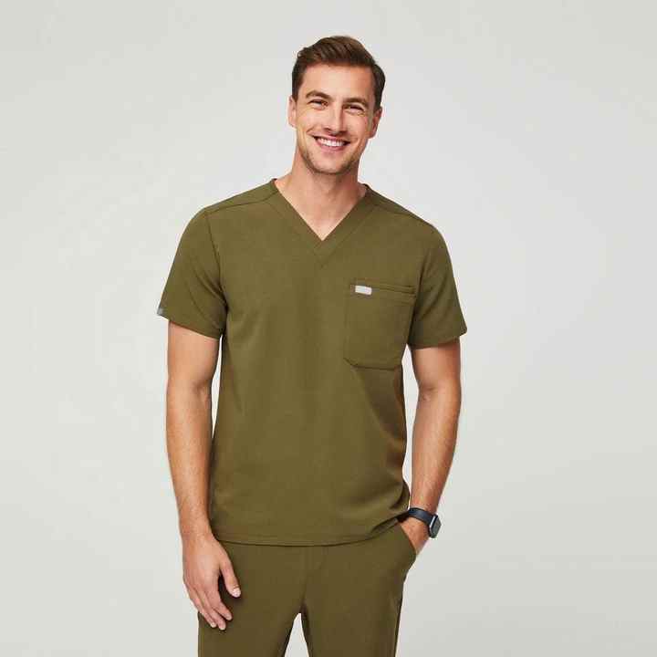 Customized Dark Green Male Uniform Scrub Sets for Nursing