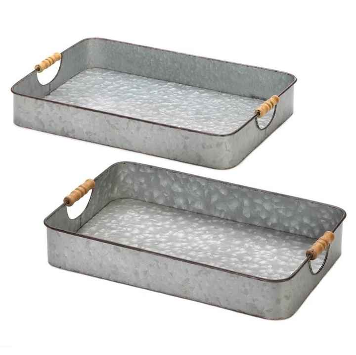 Modern 2025 Luxury Rectangular Galvanized Metal Tray Eco-Friendly Home ...