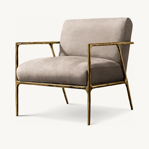 Modern Thaddeus Golden Track Arm Chair Hand Hammer Forged Metal Frame ...