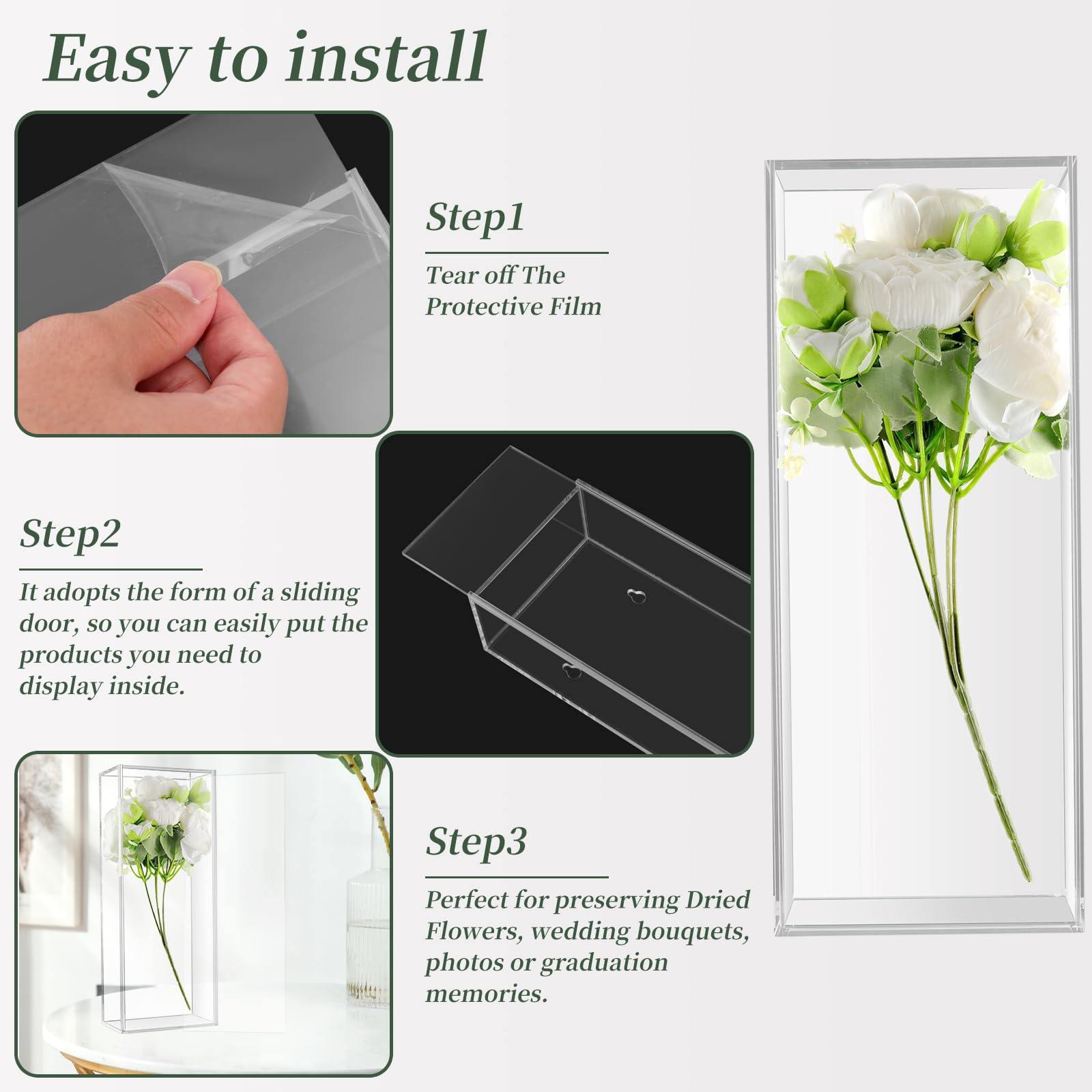 Buy In Bulk Acrylic Wedding Bouquet Boxes Safe Storage For Flowers ...