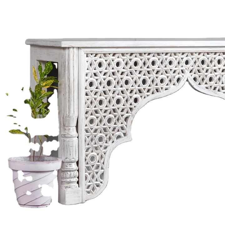 Handmade Indian Console Table - Rustic Finish & Adjustable