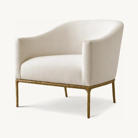 Modern Thaddeus Golden Track Arm Chair Hand Hammer Forged Metal Frame ...