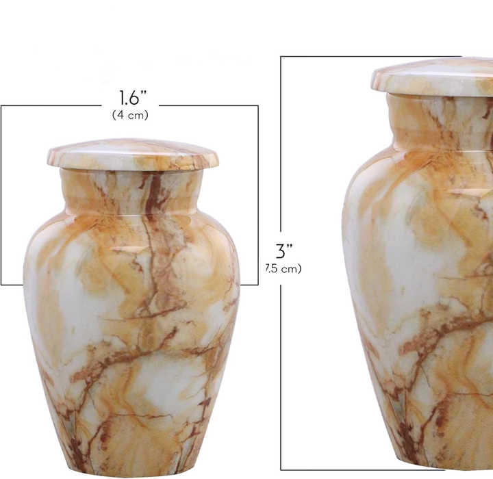 Elegant Monalisa Marble Finish Mini Keepsake Urn Premium Metal Memorial ...