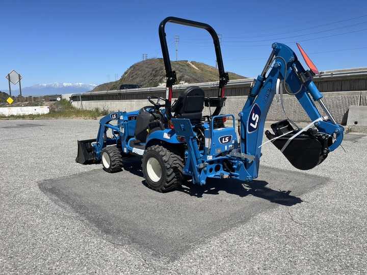 23HP LS Lawn Mower With Front Loader and Backhoe Implements Attached ...