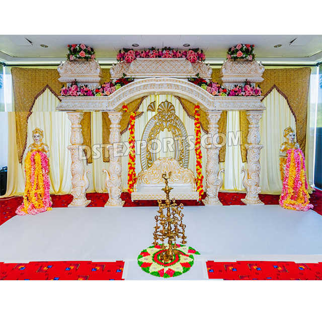 South Indian Ceremony Dhoti Function Stage - Peacock Theme