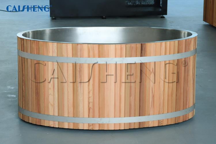 CAISHENG Red Cedar Ice Bath Tub Outdoor Indoor Cold Plunge Tub with 304 ...