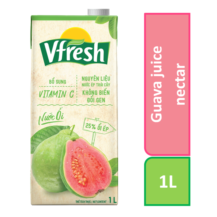 Vinamilk VFresh Guava Fruit Nectar 1L x 12 Boxes GMP HALAL ISO FSSC ...