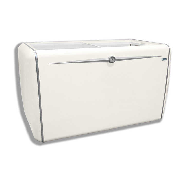 Chest Freezer Made in Italy Retro Design VINTAGE 400 VT Flat Glass Lid ...