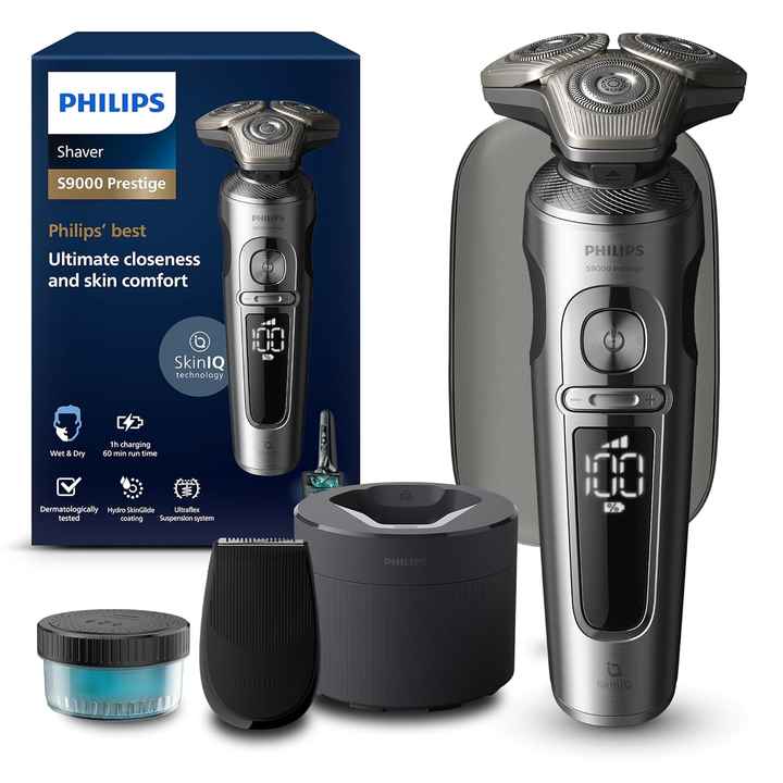 Philips Shaver S9000 Prestige Electric Wet and Dry Shaver, Bright ...