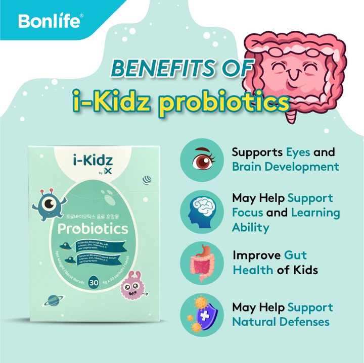 Bonlife I-Kidz Probiotic Sachets with HMO & Cognigrape for Brain & Gut ...